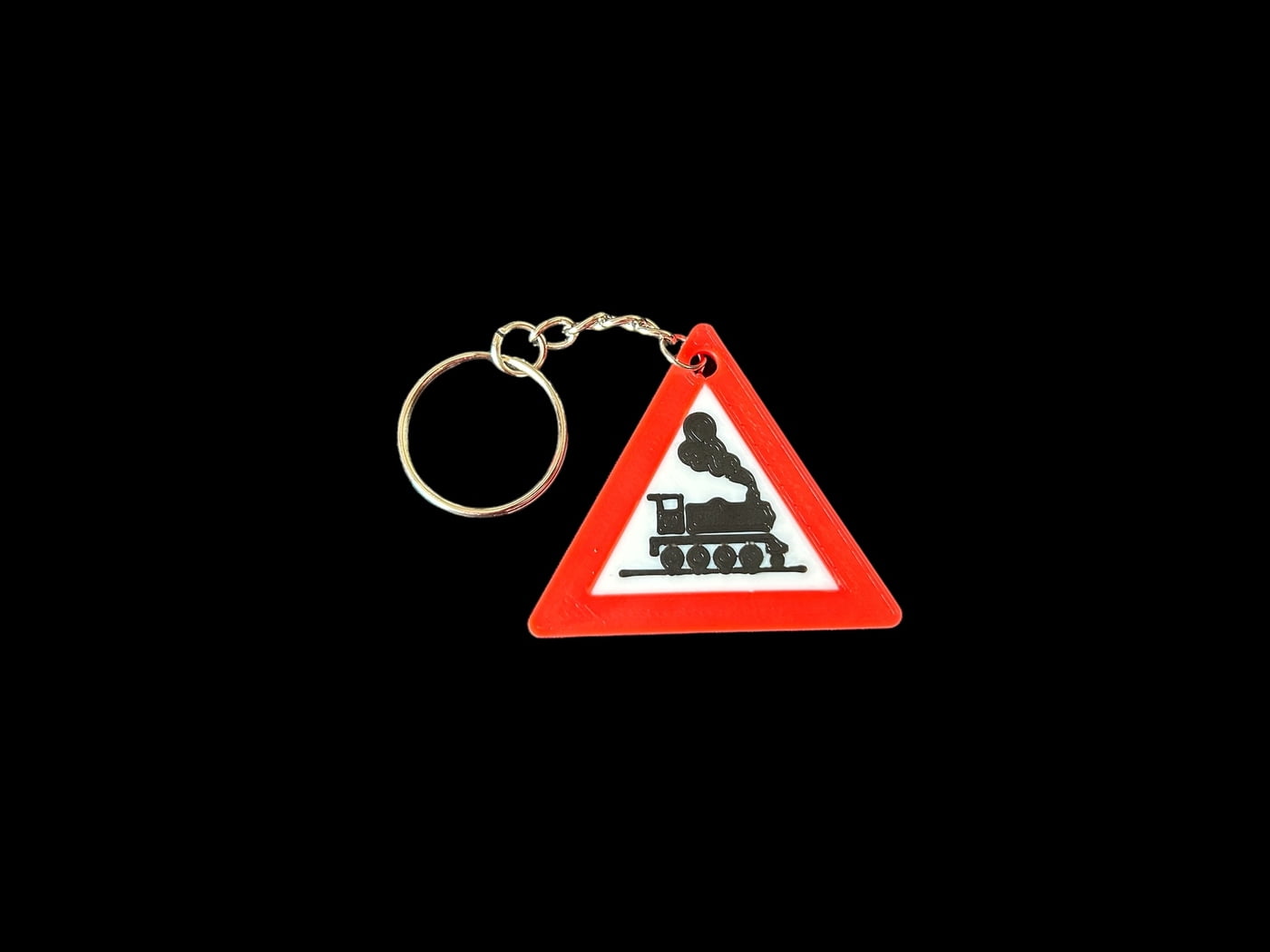 Train Warning Sign Keyring
