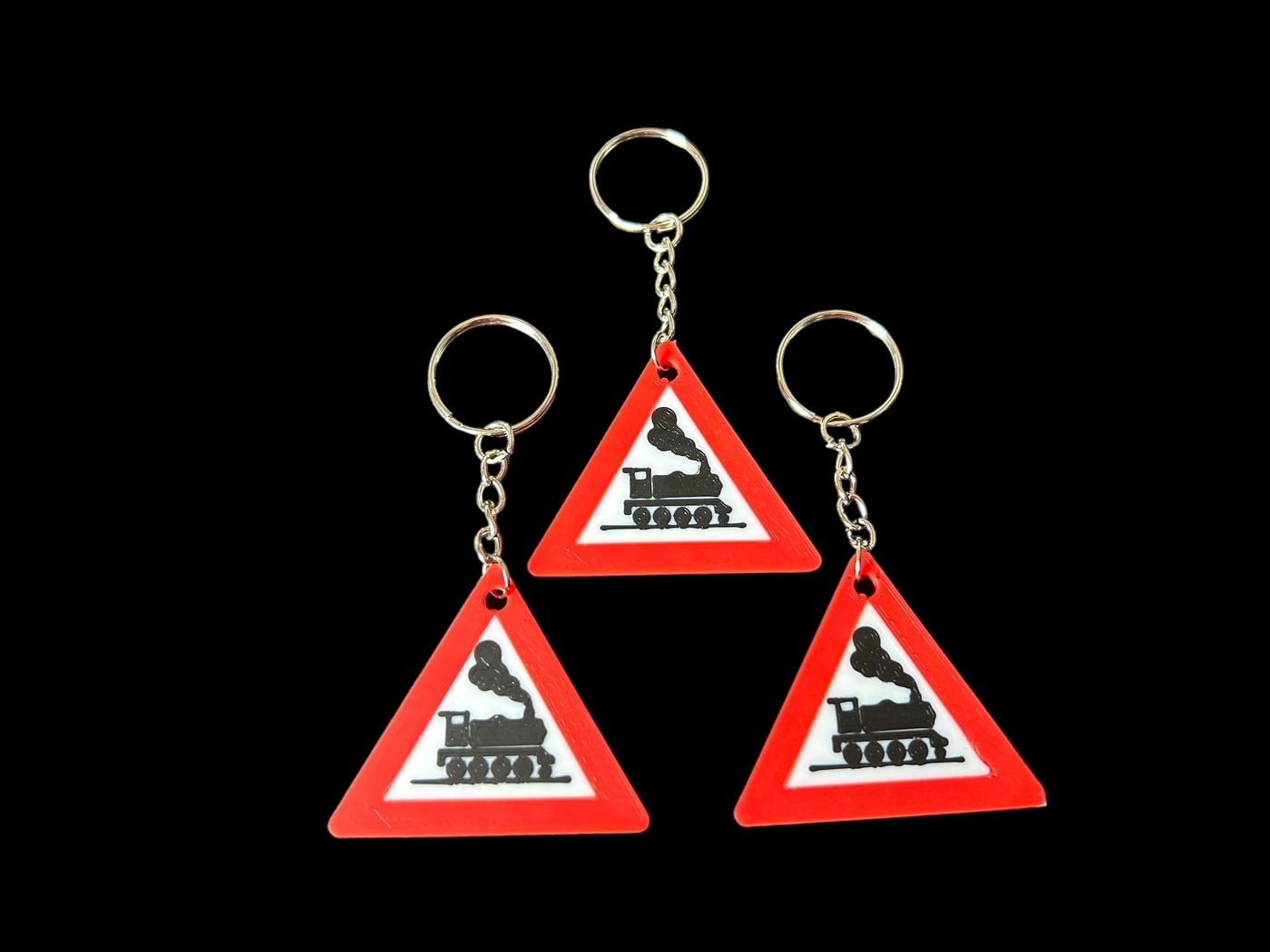 Train Warning Sign Keyring